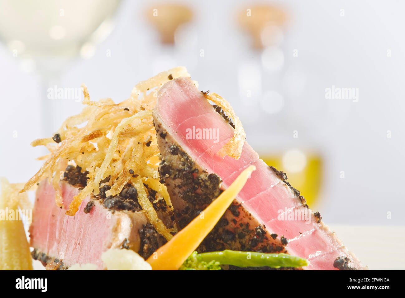 Close up view of nice delicious meal on white back Stock Photo - Alamy
