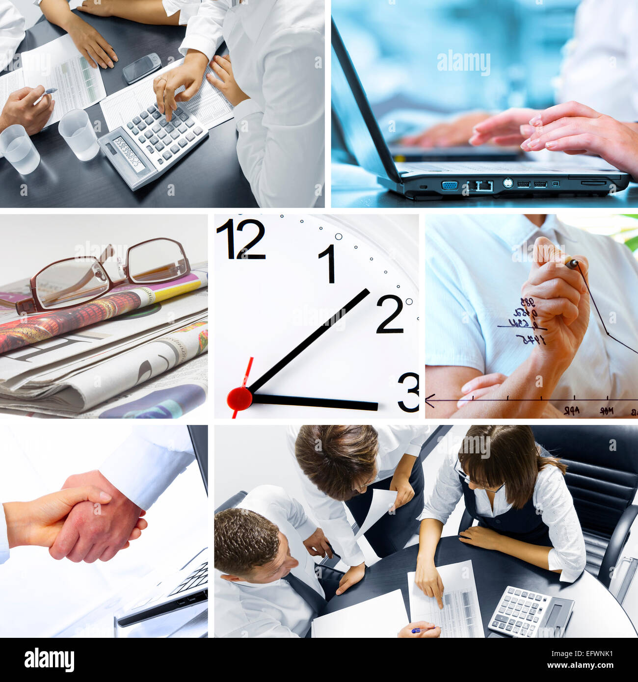 business theme photo collage composed of few images Stock Photo - Alamy