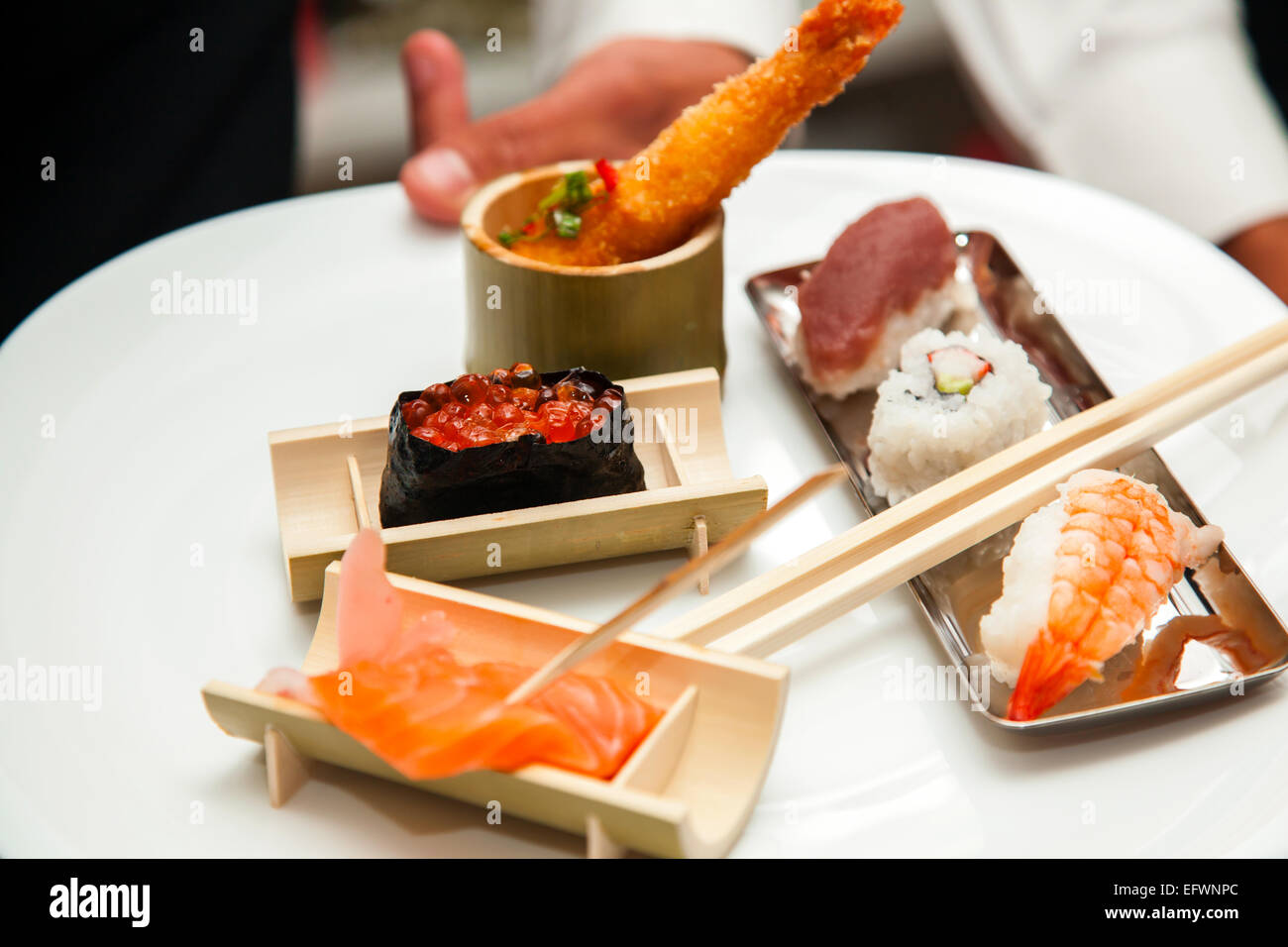 Japanese seafood sushi, ready to be served Stock Photo - Alamy