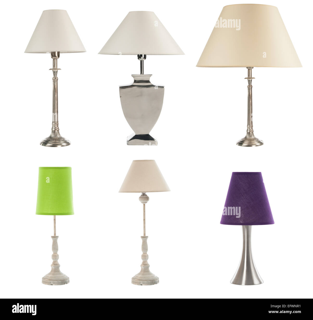 different table lamps on white background Stock Photo - Alamy