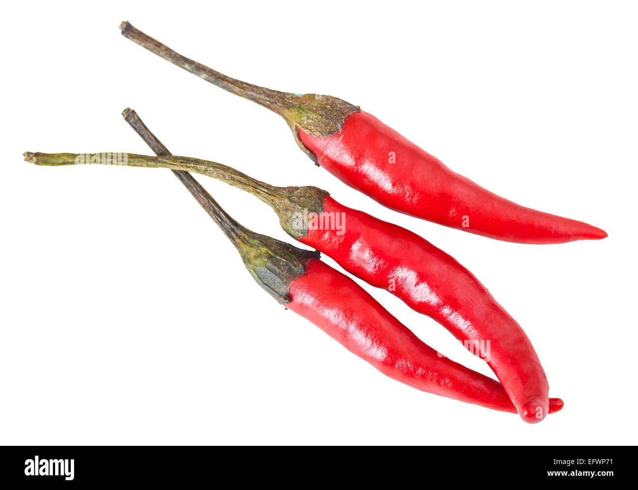 three pods of hot pepper isolated on a white background Stock Photo - Alamy