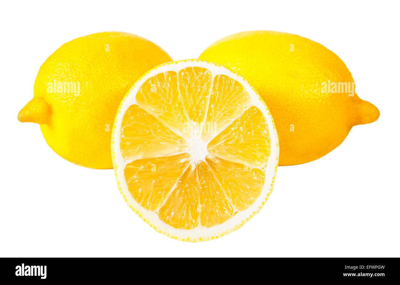 two whole and half of lemon isolated on white background Stock Photo ...
