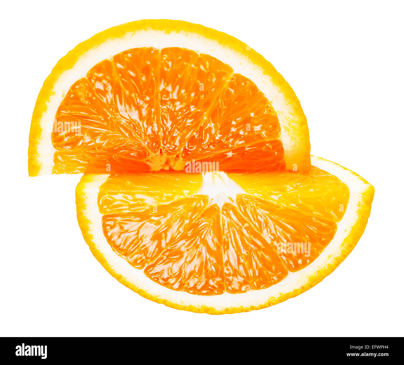 two pieces of orange closeup isolated on white background Stock Photo ...