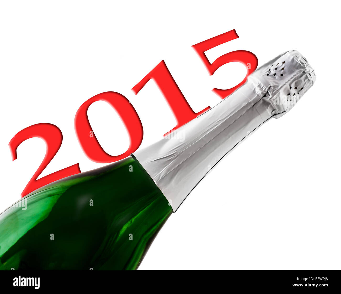 a bottle of sparkling champagne close-up isolated on white background ...