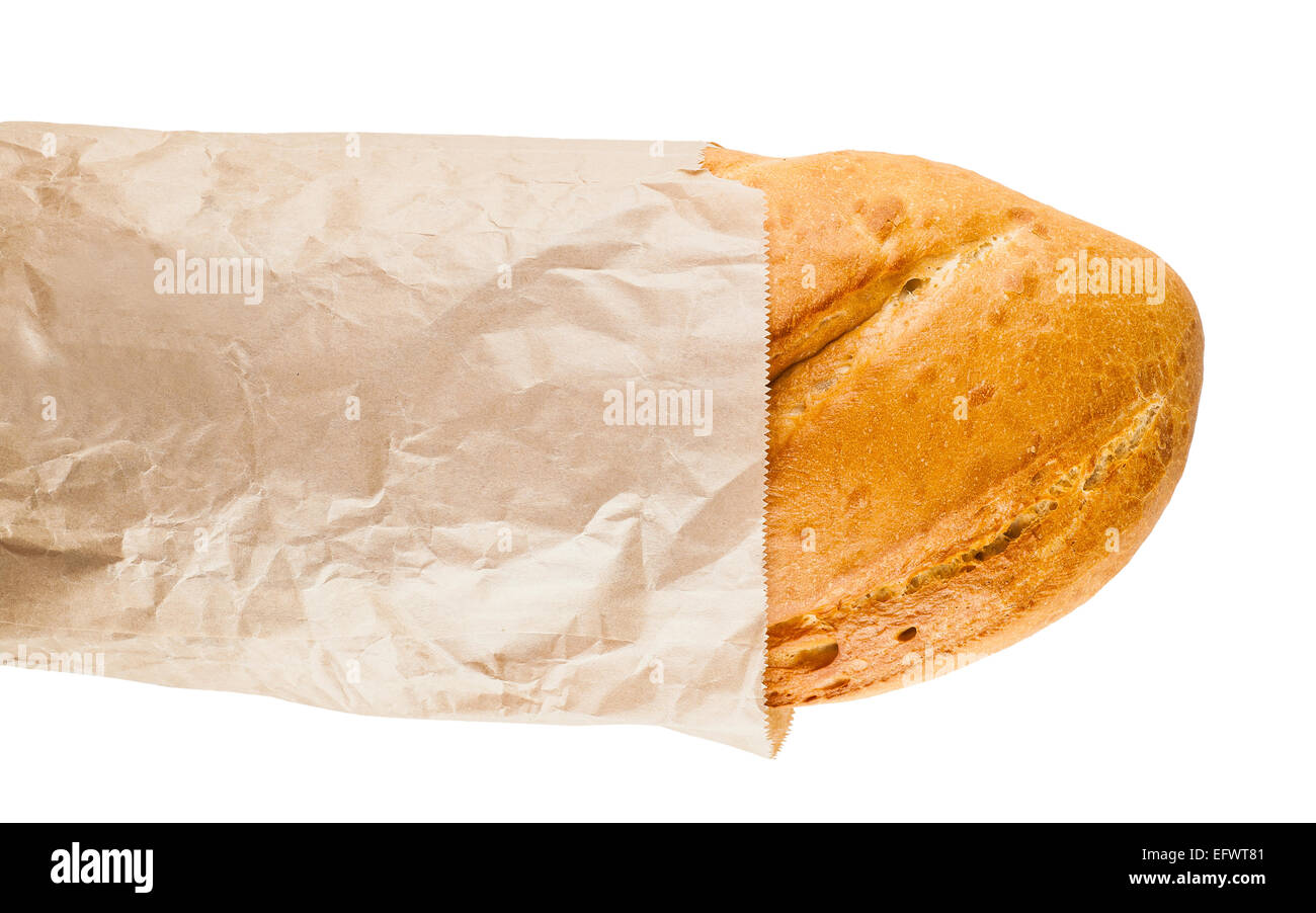 bread in paper packing isolated on a white background Stock Photo - Alamy