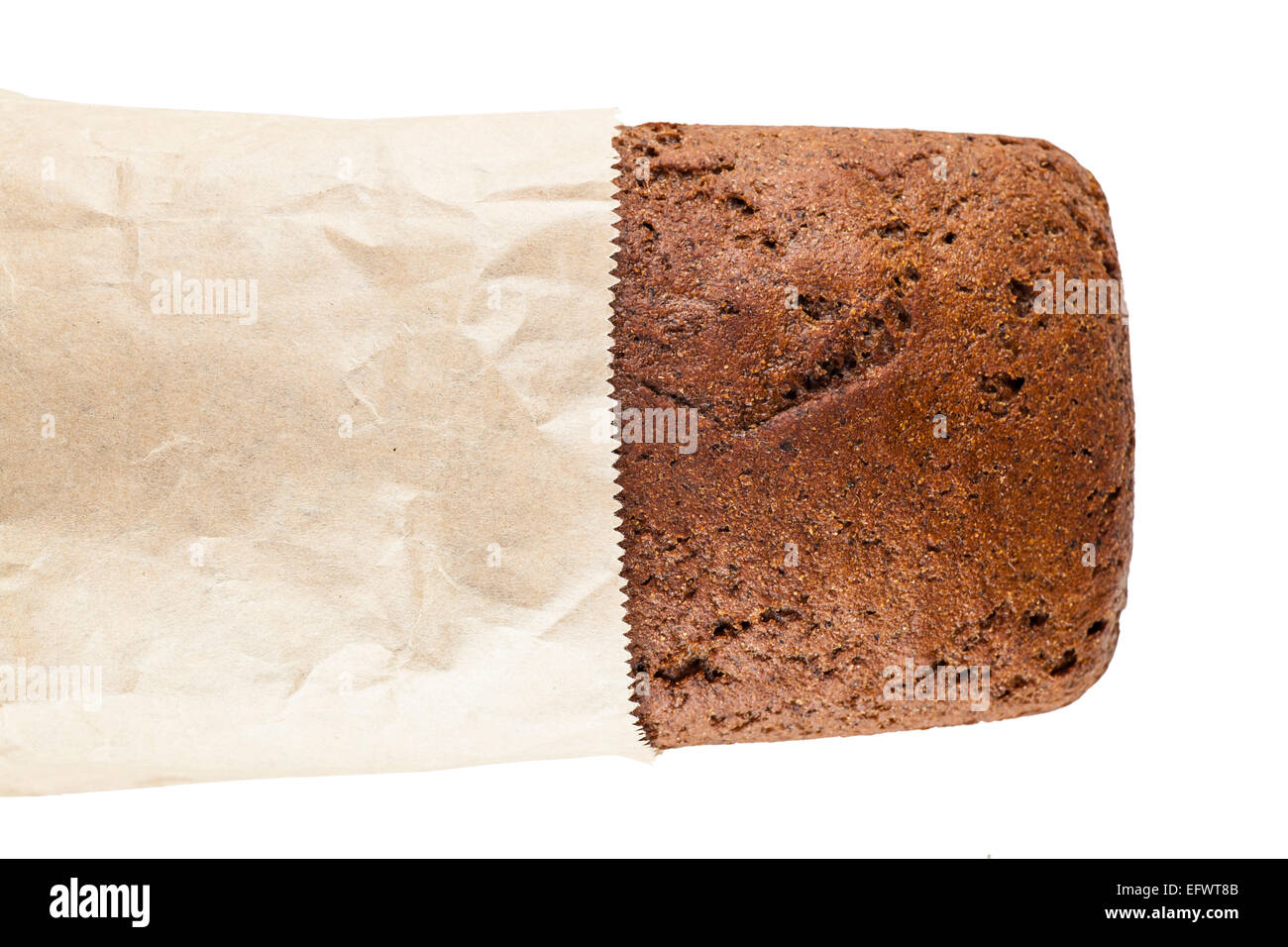 rye bread in paper packing isolated on a white background Stock Photo ...
