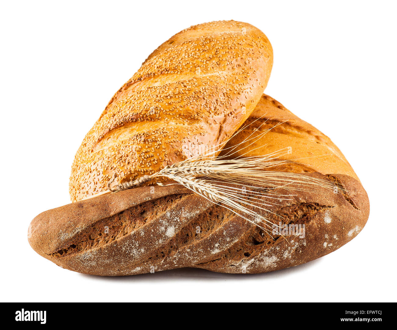 different varieties of bread isolated on white background Stock Photo ...