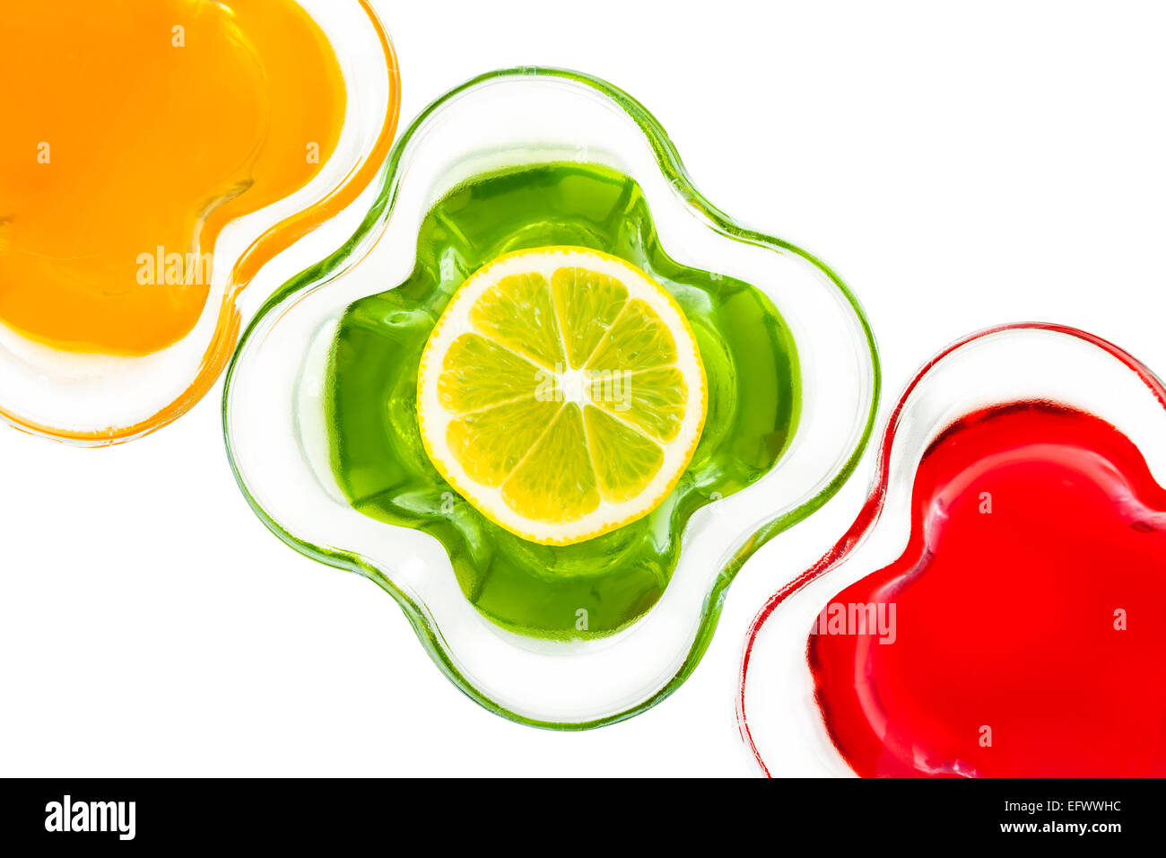 three kinds of jelly in glass the cups close-up Stock Photo - Alamy