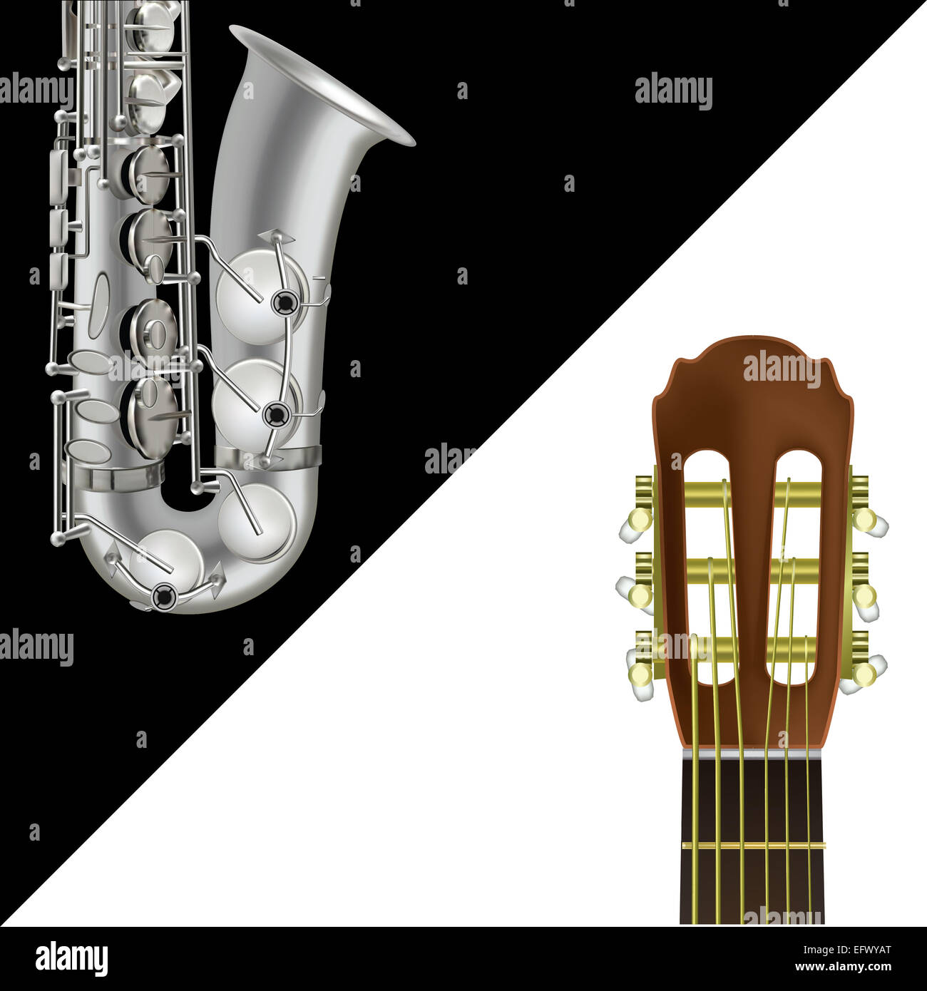 abstract music background with acoustic guitar and saxophone Stock ...