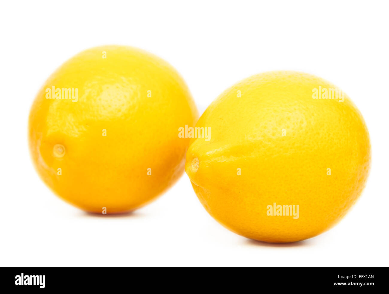 full ripe lemons on a white background Stock Photo - Alamy