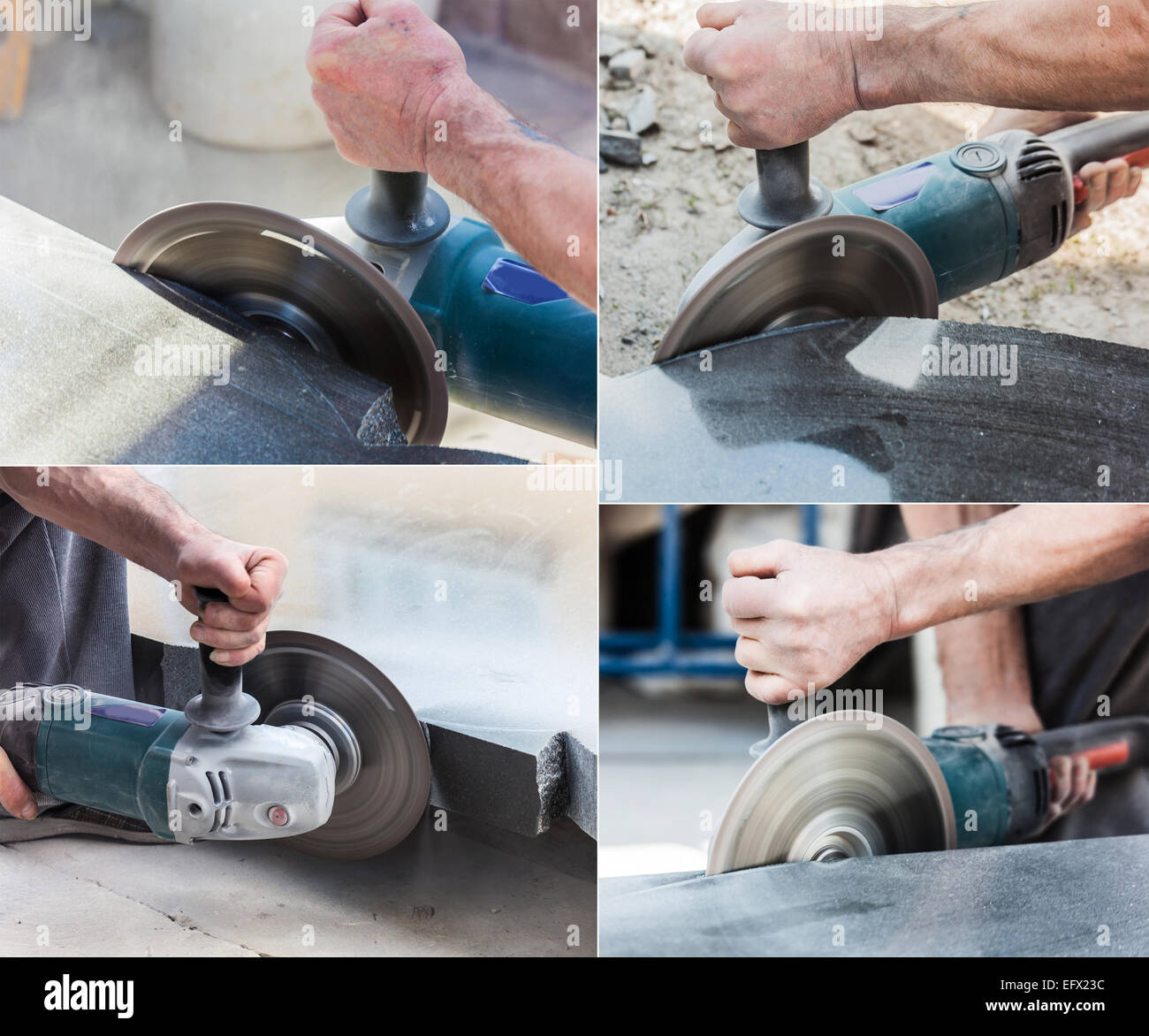 work by machine, granite processing and cropping Stock Photo - Alamy