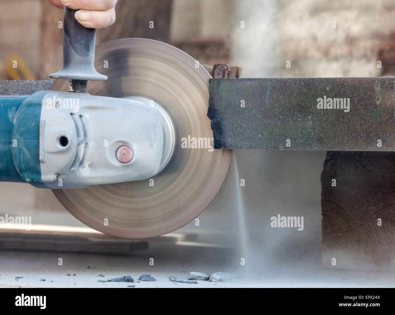 work by machine, granite processing and cropping Stock Photo - Alamy