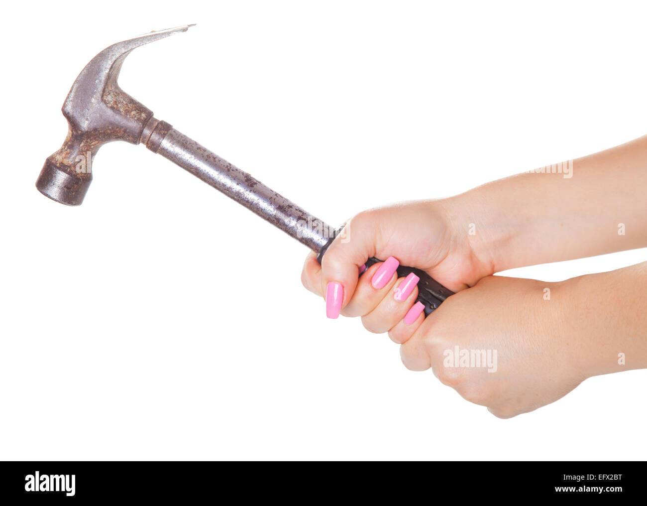 gavel with two hands, isolated white background Stock Photo - Alamy