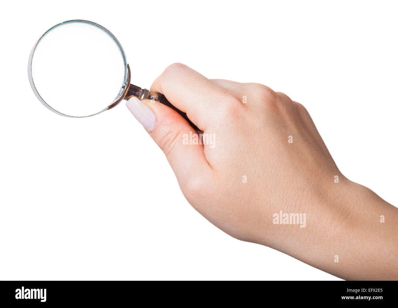 Woman holding magnifier showing hi-res stock photography and images - Alamy