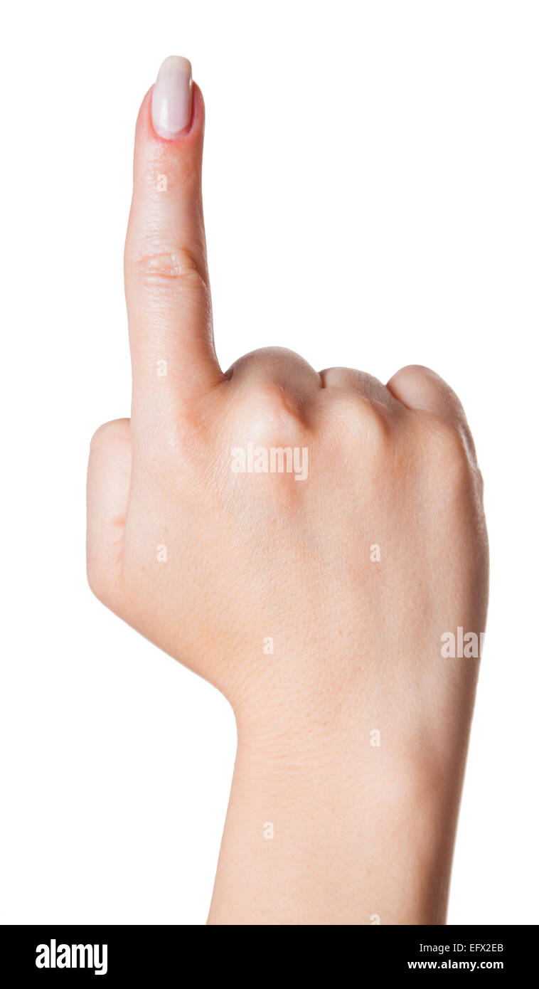 forefinger female hand, isolated white background Stock Photo - Alamy