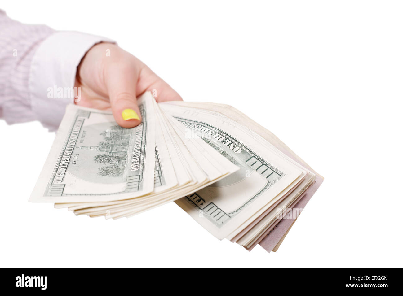 give money to an isolated white background Stock Photo - Alamy