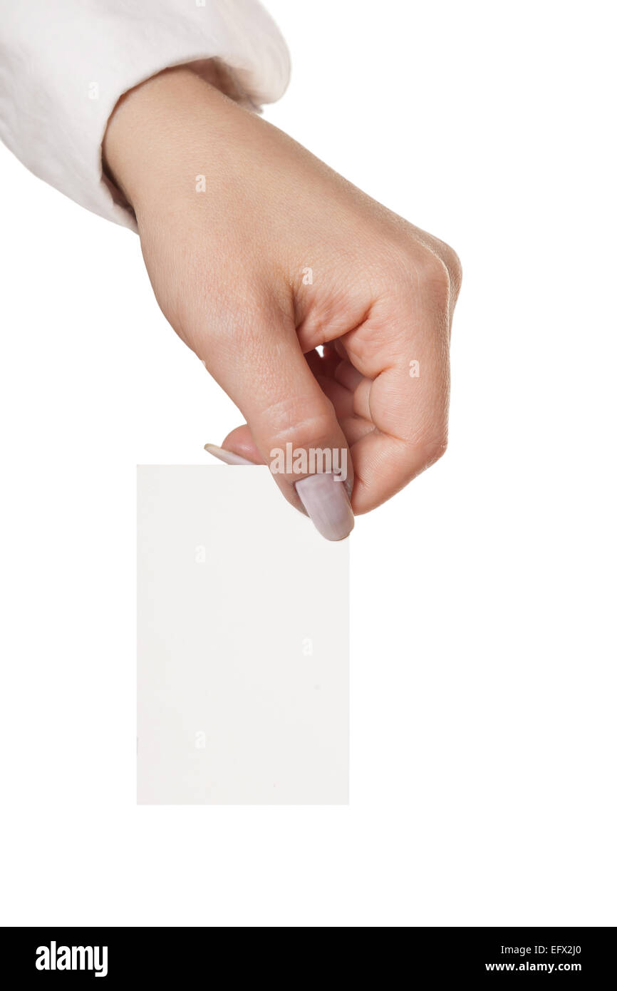 hand showing vCard, isolated white background Stock Photo - Alamy