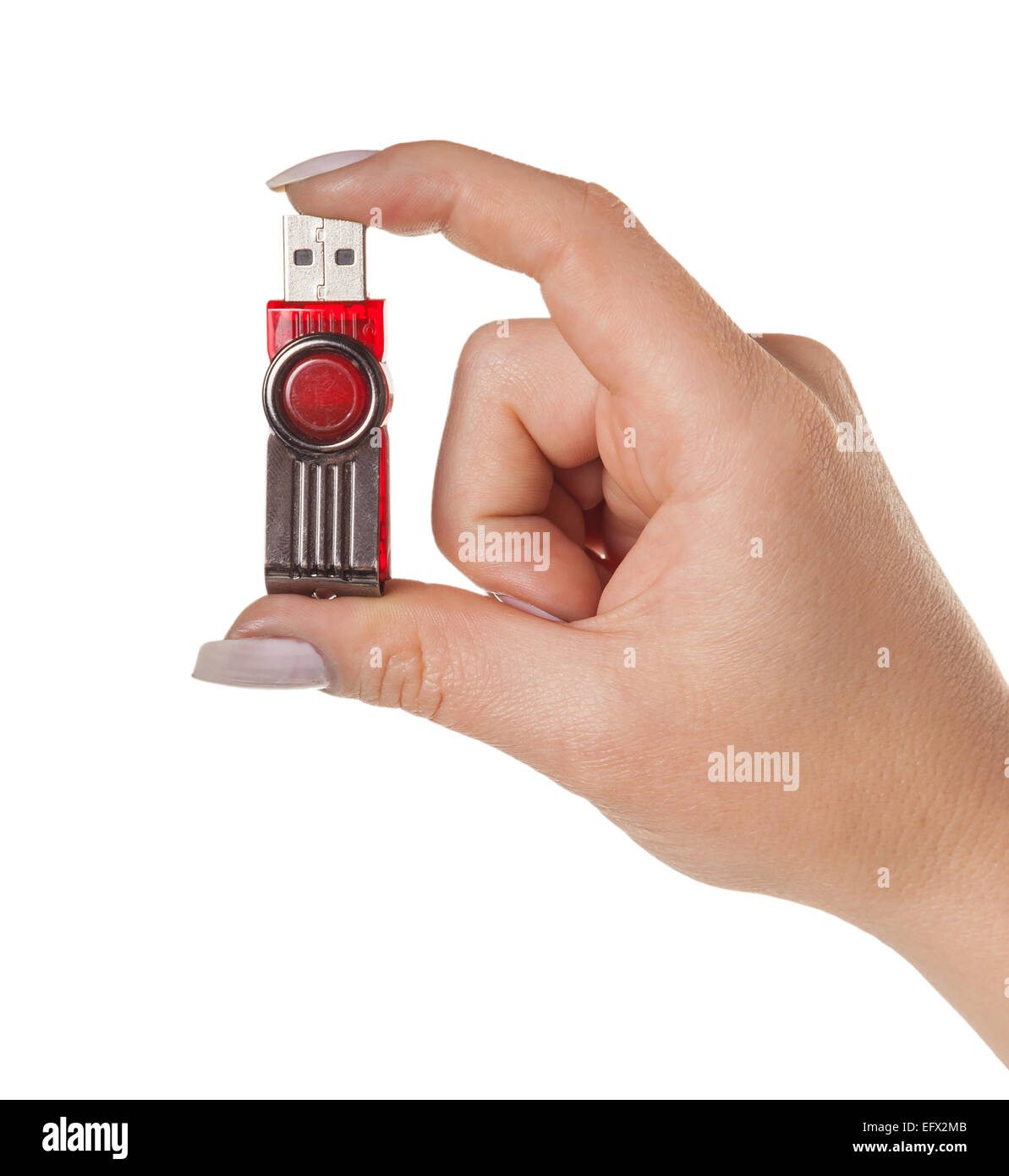 flash drive in hand, isolated white background Stock Photo - Alamy