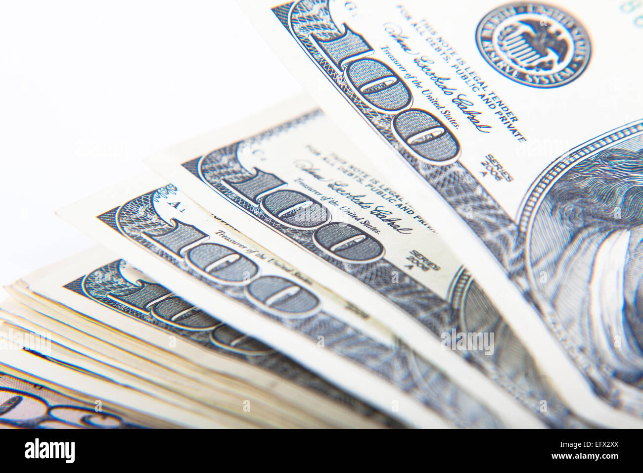 close-up 100 dollar a banknote on a white background Stock Photo - Alamy