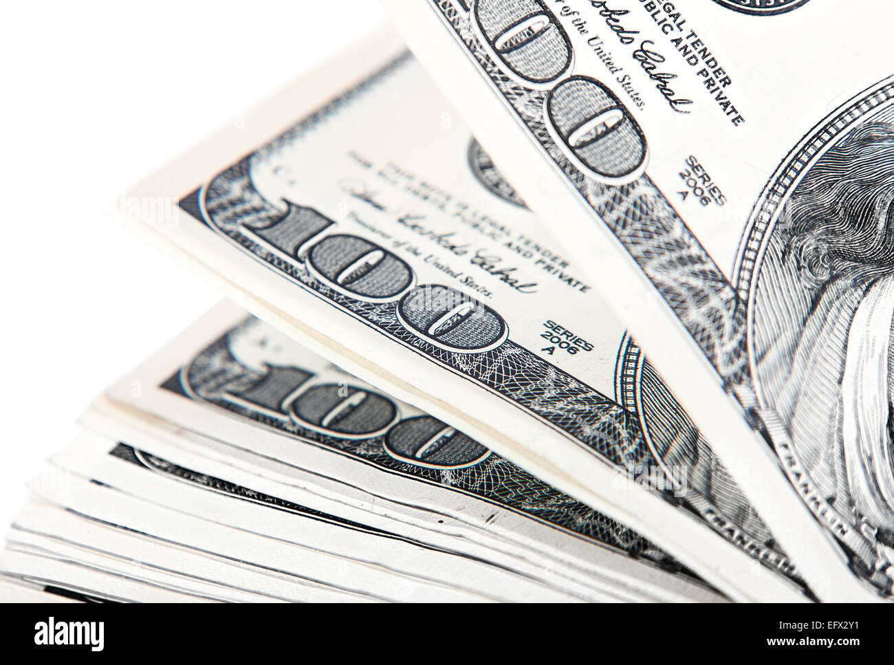 close-up of dollar a banknote flipping on an isolated white background ...