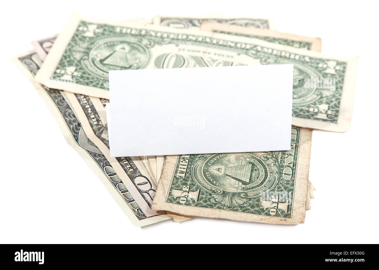 little money saved isolated white background Stock Photo - Alamy
