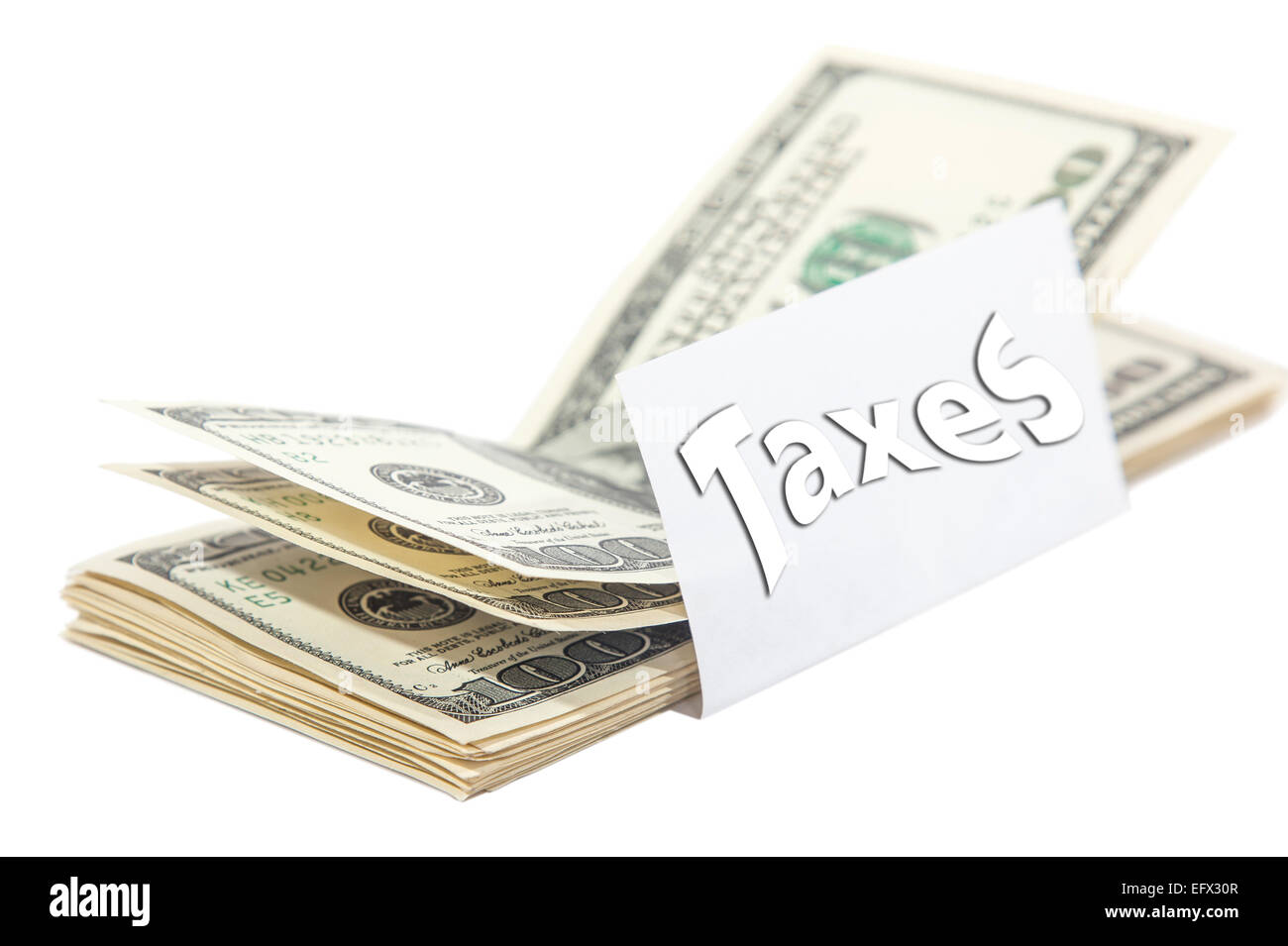 much tax money isolated white background Stock Photo - Alamy