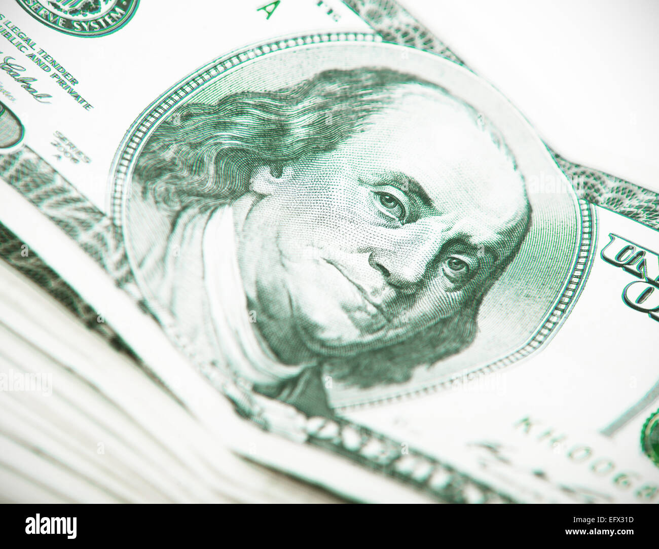 portrait of Franklin on the 100 dollar a banknote Stock Photo - Alamy