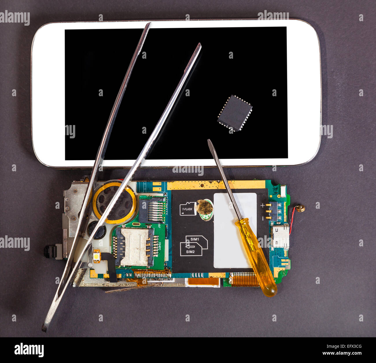 repair and maintenance of mobile devices, electronics background Stock ...