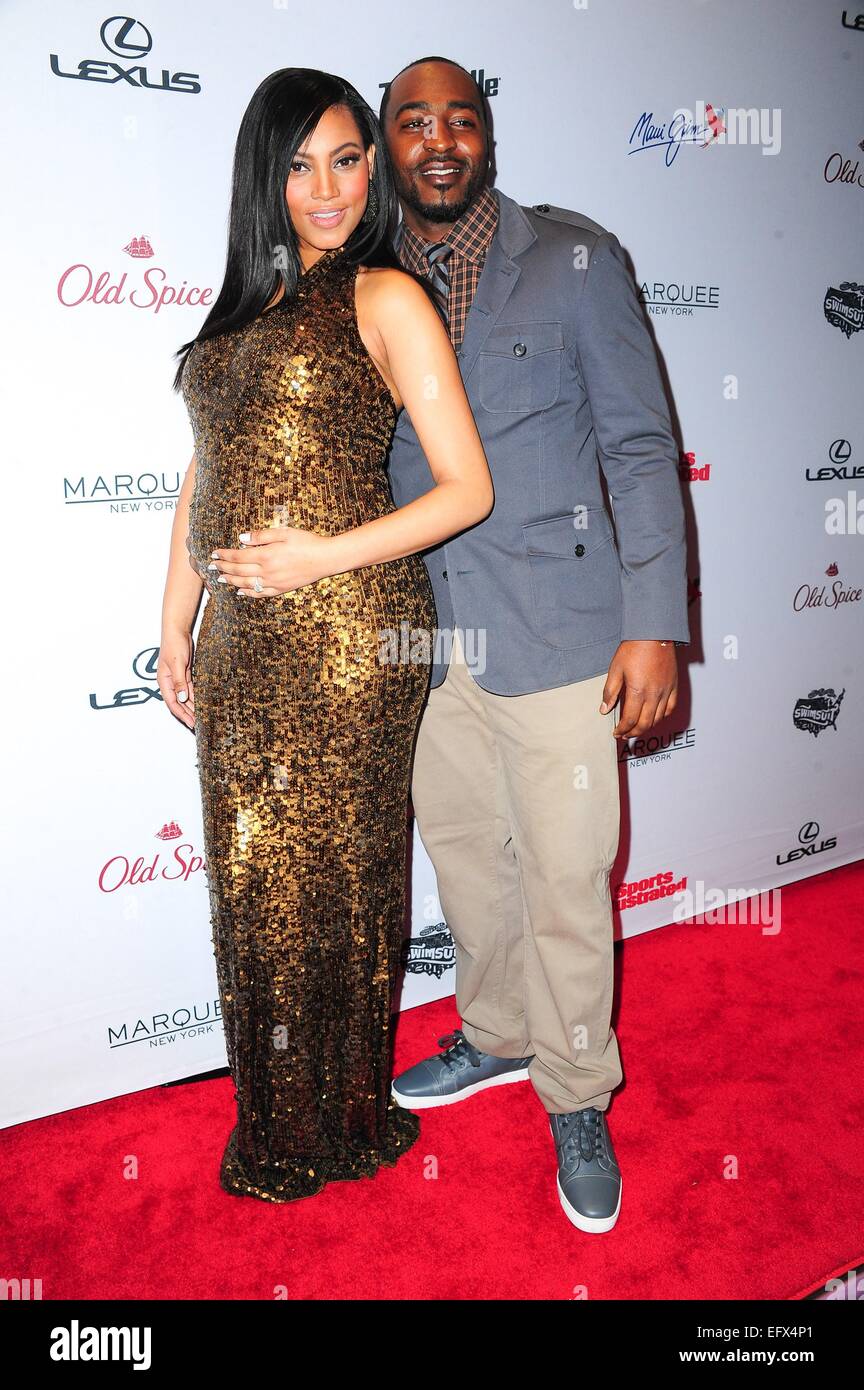 New York, NY, USA. 10th Feb, 2015. Ariel Meredith, Hakeem Nicks at a ...