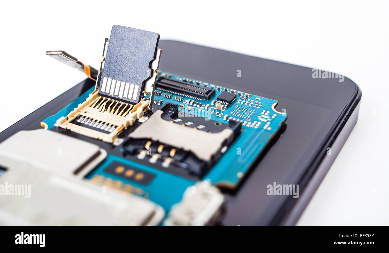 disassembled smartphone isolated on white background close-up Stock ...