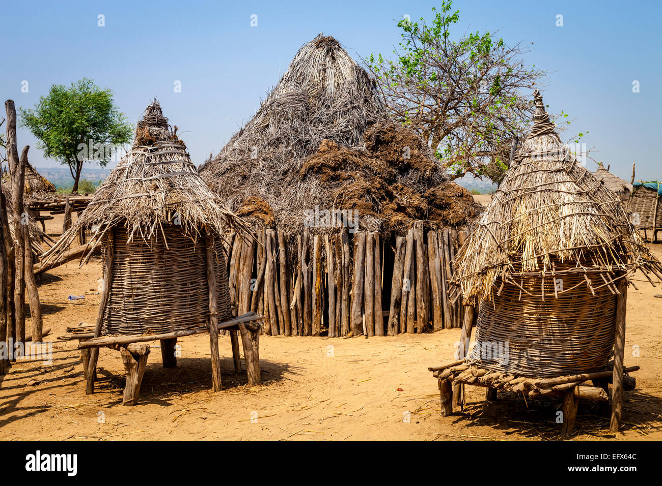 The Karo Tribal Village Of Kolcho, Lower Omo Valley, Ethiopia Stock ...