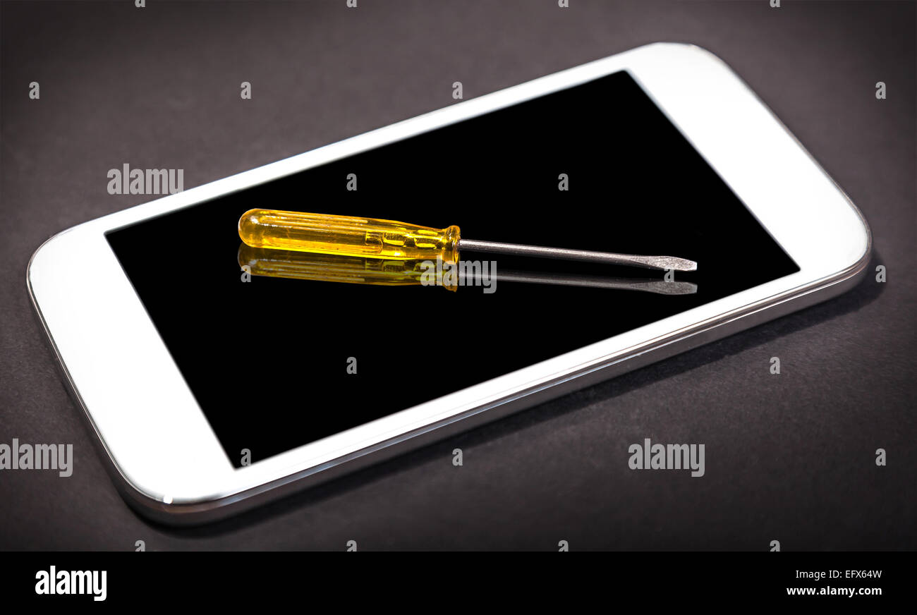 repair smartphone and mobile, on a dark background Stock Photo - Alamy