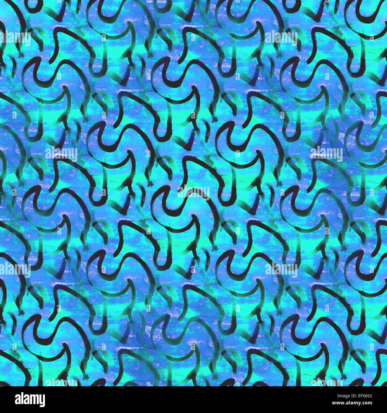 palette style picture blue ornament frame watercolor seamless ba Stock ...