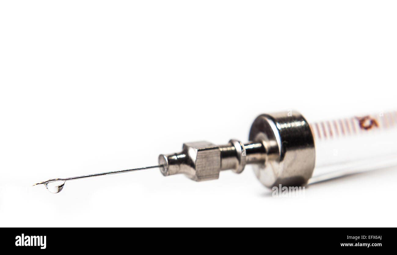 syringe white isolated medicine injection background needle glass ...