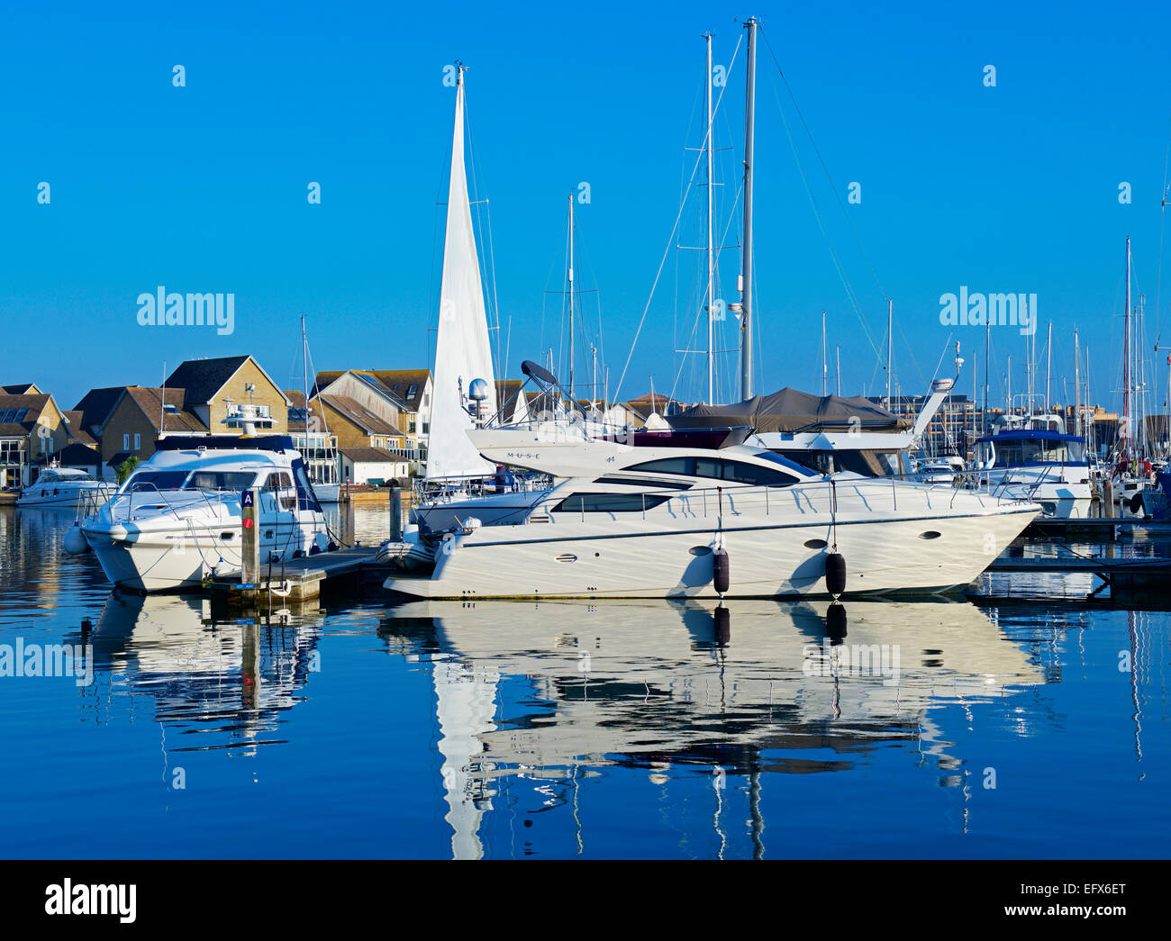 Boats moored in the marina at Port Solent, Portsmouth, Hampshire ...