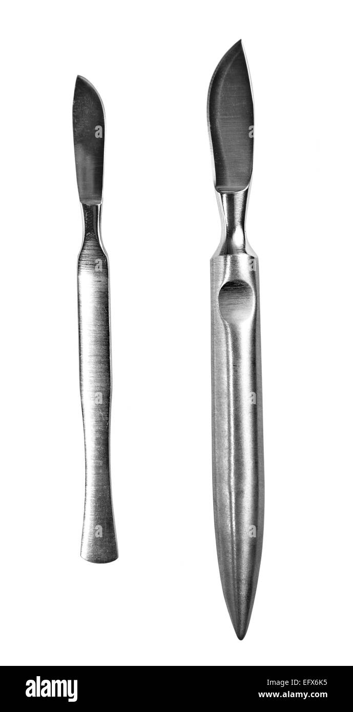 surgical scalpels, isolated white background Stock Photo - Alamy