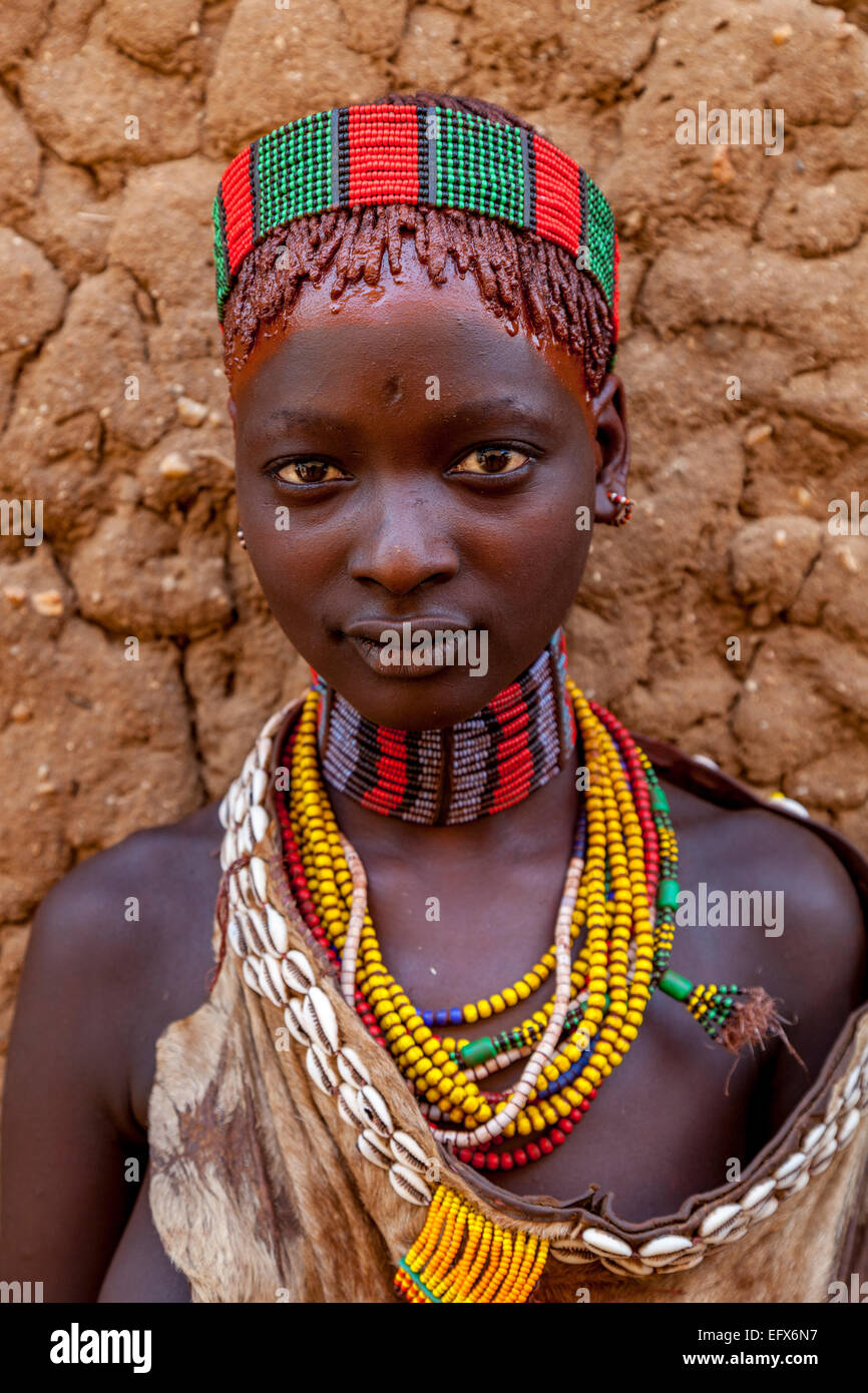 A Portrait Of A Young Woman From The Hamer Tribe, The Monday Market ...