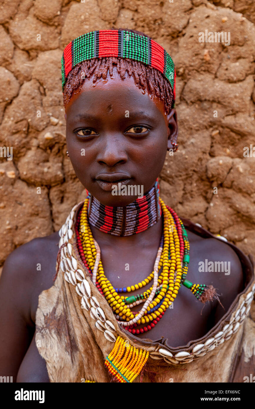 A Portrait Of A Young Woman From The Hamer Tribe, The Monday Market ...