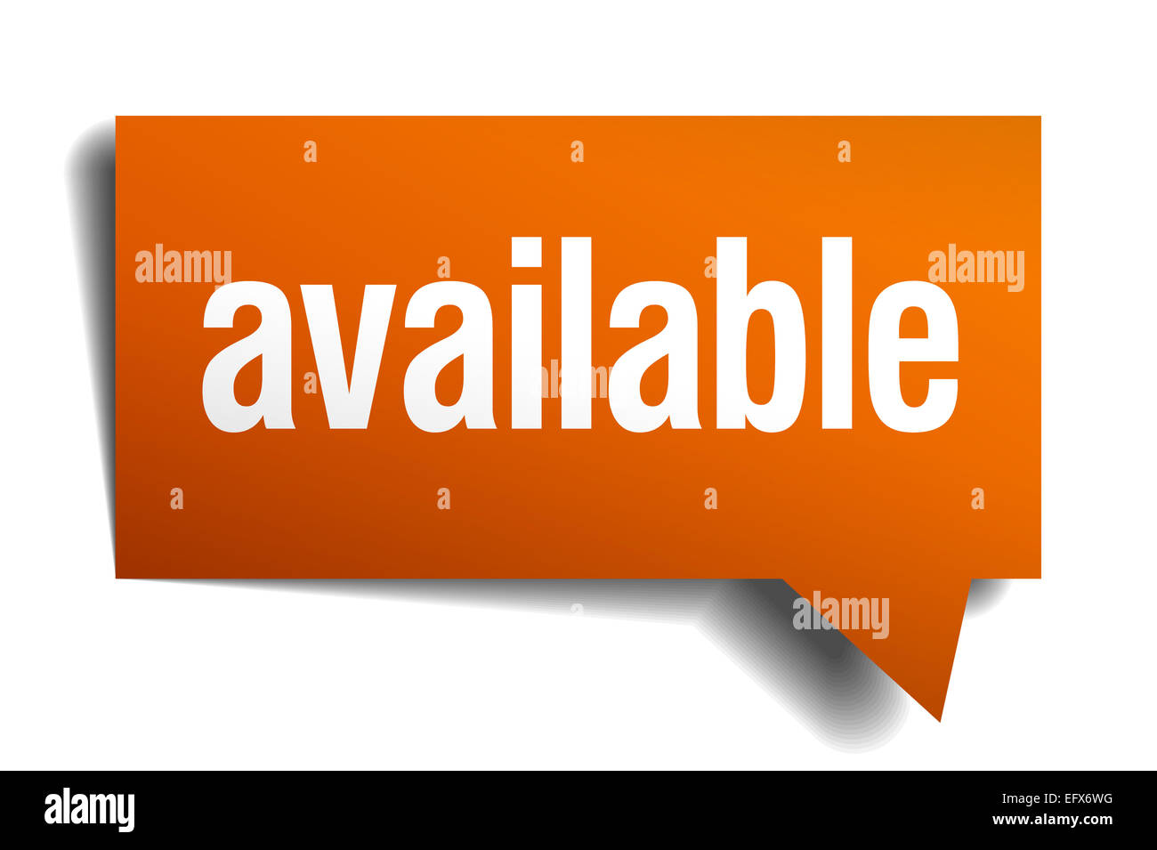 available orange speech bubble isolated on white Stock Photo - Alamy