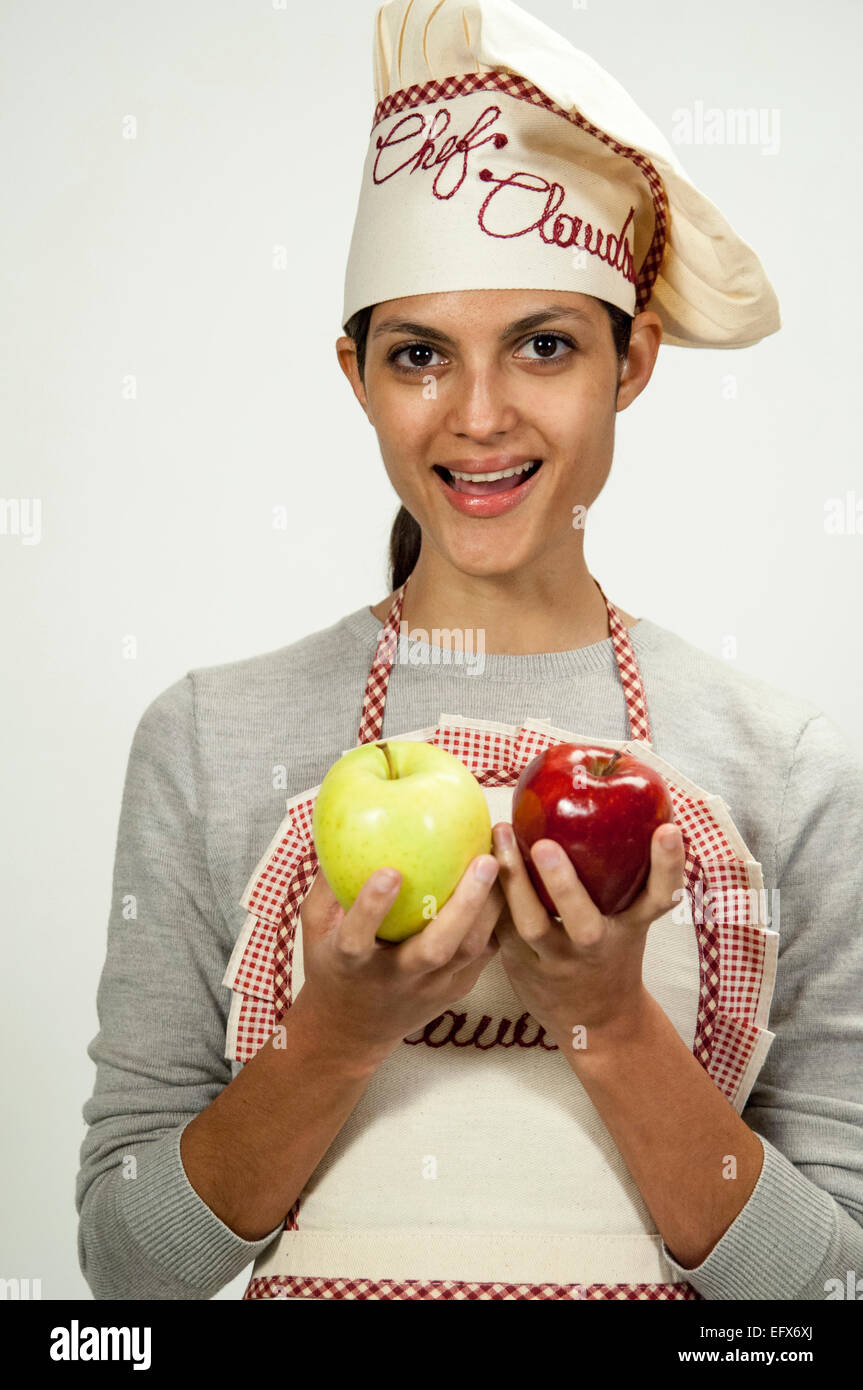 Portrait of a female chef processing food Stock Photo - Alamy