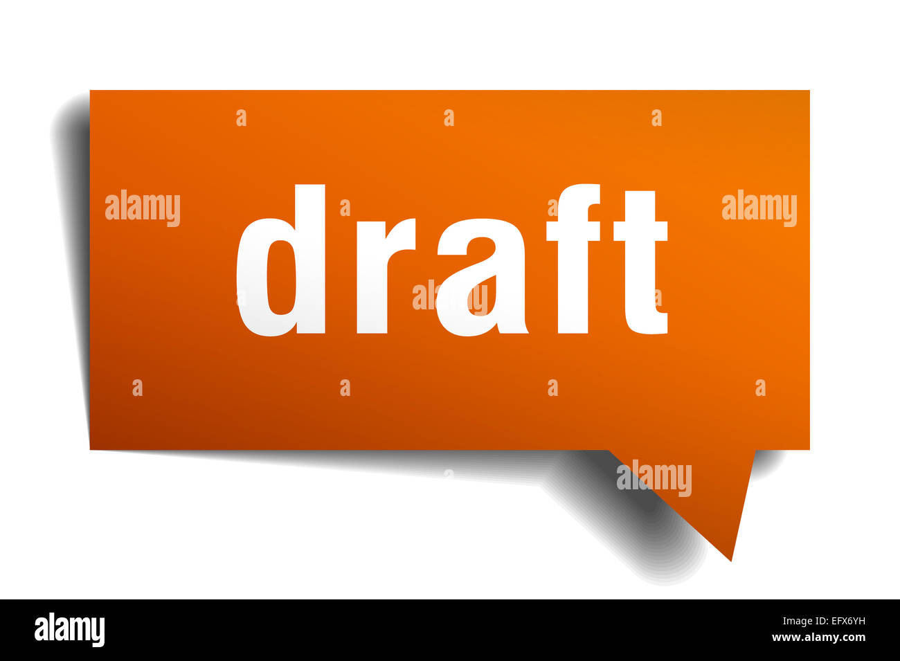 draft orange speech bubble isolated on white Stock Photo - Alamy