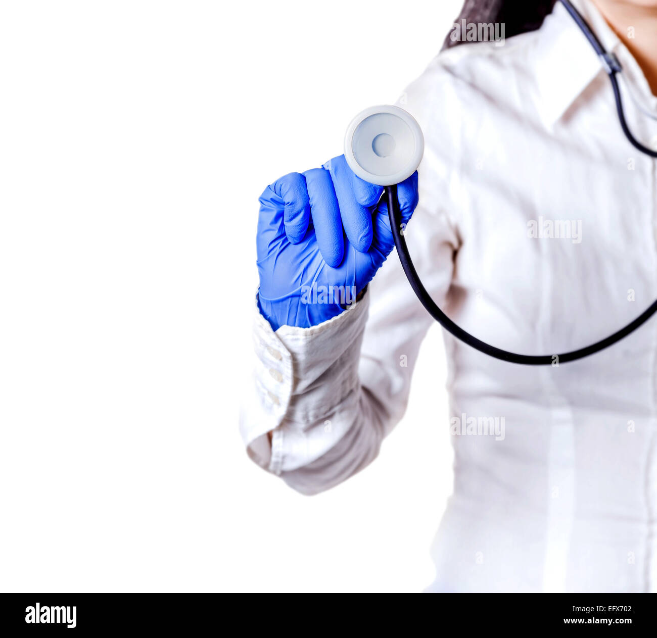 hand with medical endoscope isolated background Stock Photo - Alamy