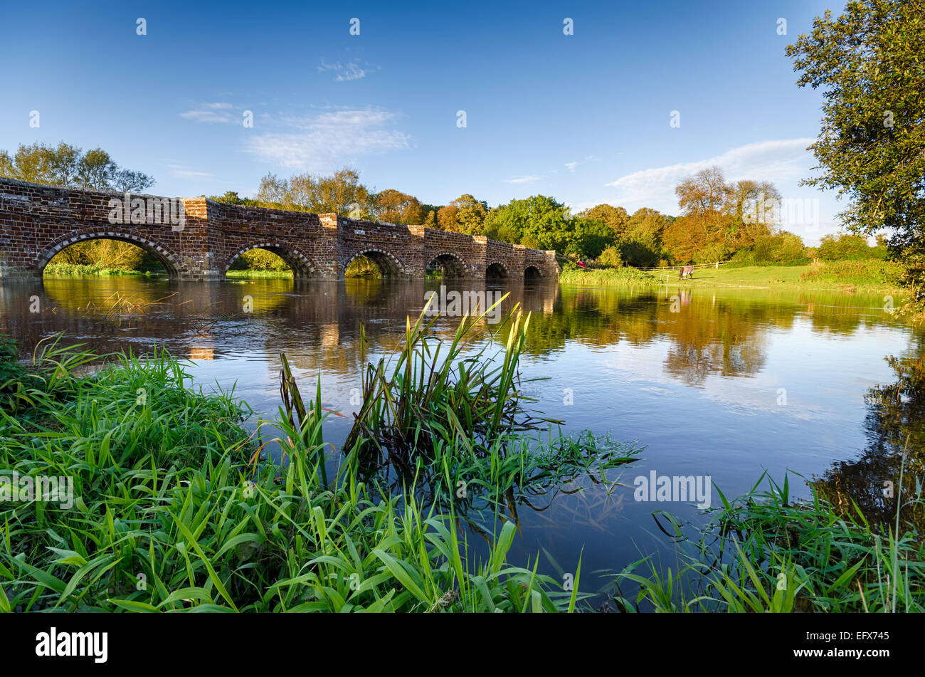 White Mill Bridge at Sturminster Marshall on the banks of the River ...