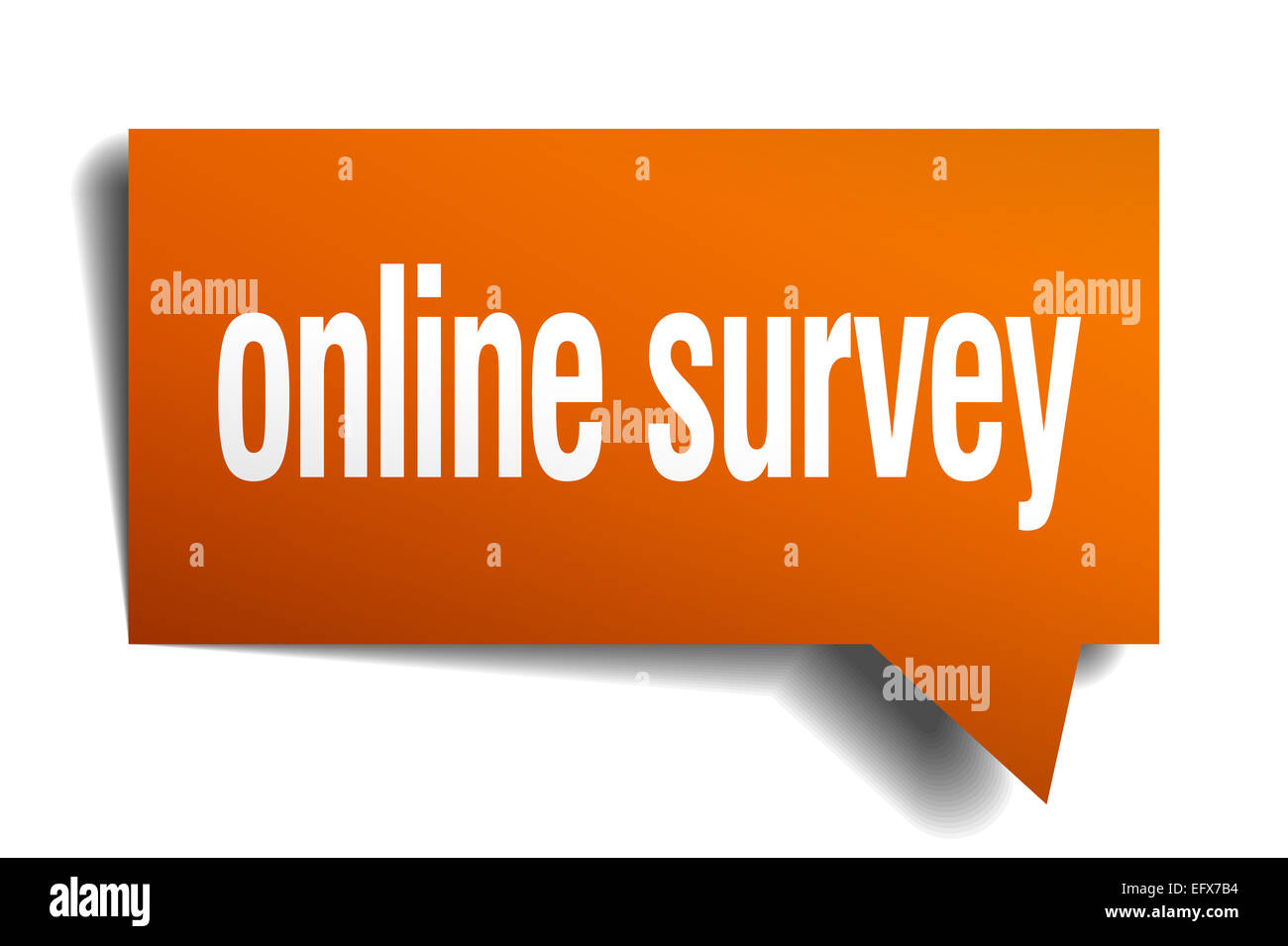 online survey orange speech bubble isolated on white Stock Photo - Alamy