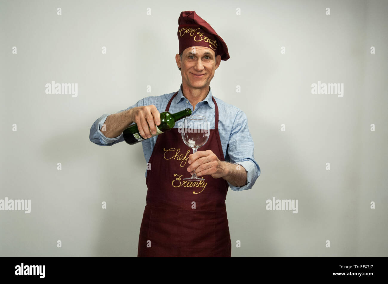 Caucasian chef drinking wine in hi-res stock photography and images - Alamy