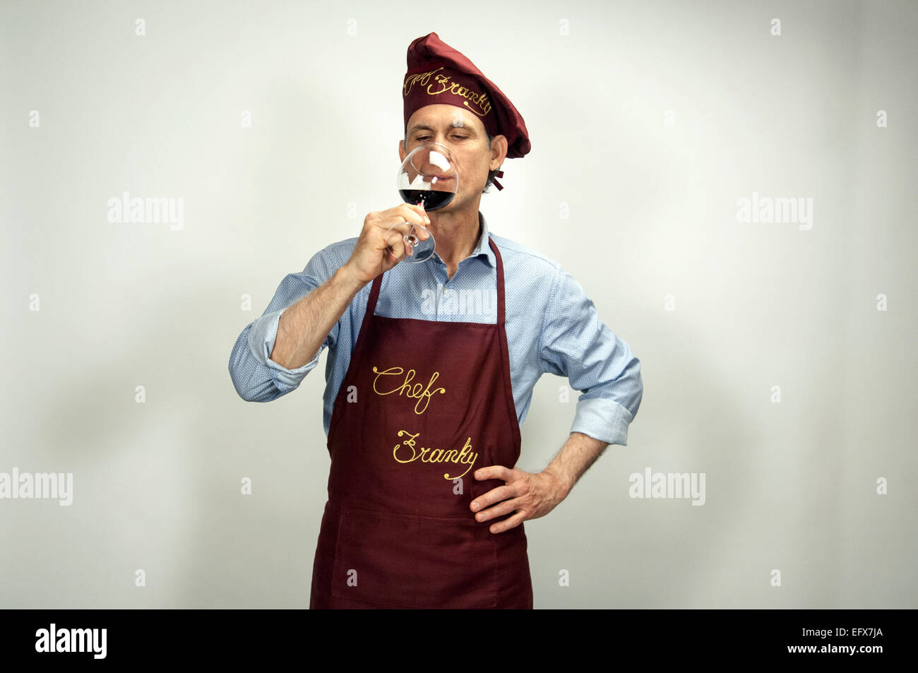 Caucasian chef drinking wine in hi-res stock photography and images - Alamy