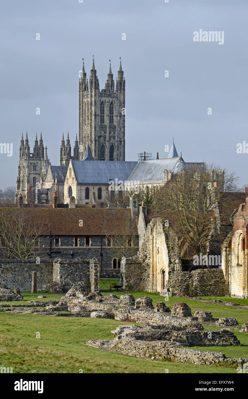Canterbury Cathedral with the ruins of St Augustine´s Abbey in the ...