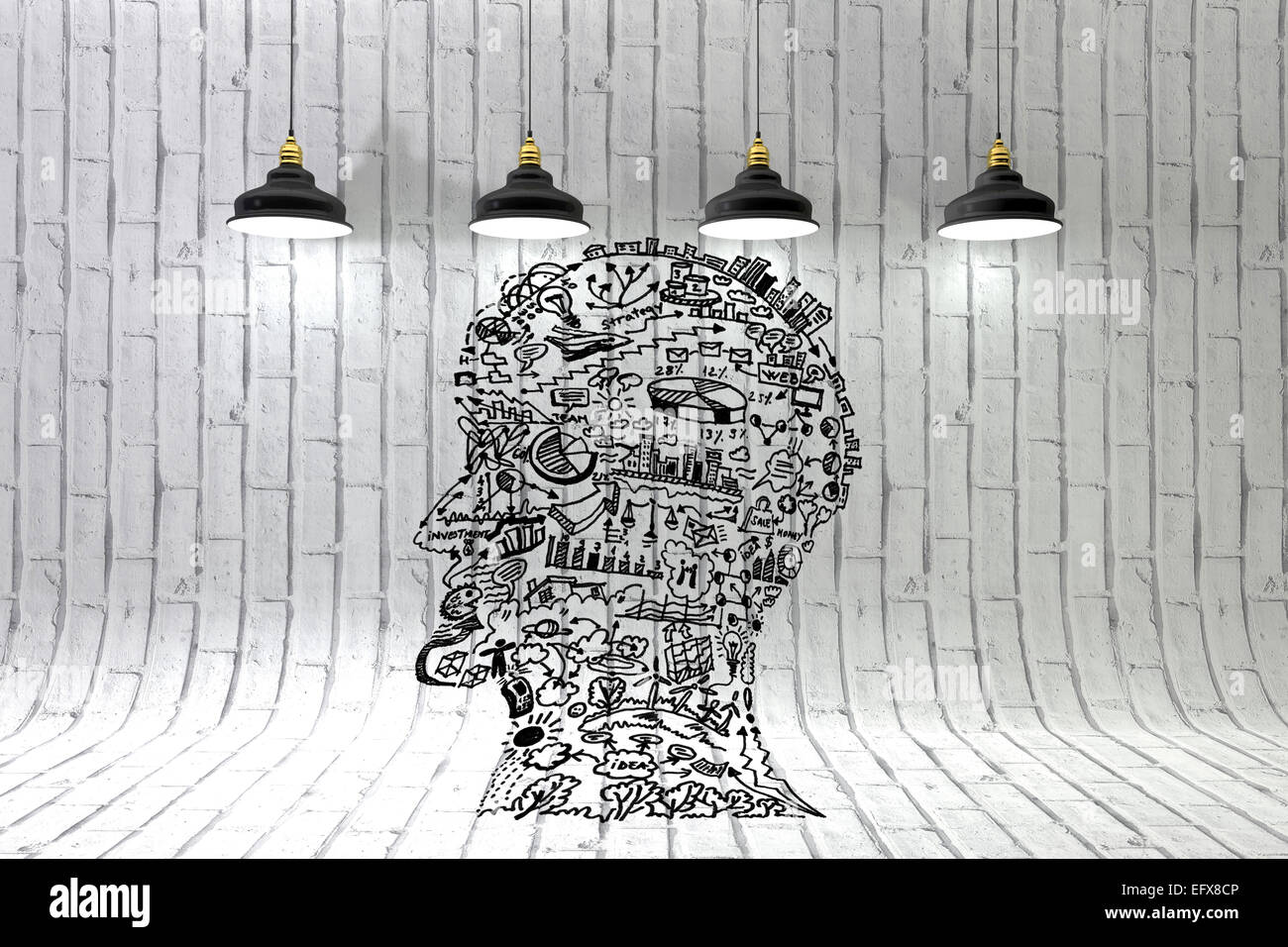 Business drawing in shape of man head Stock Photo - Alamy