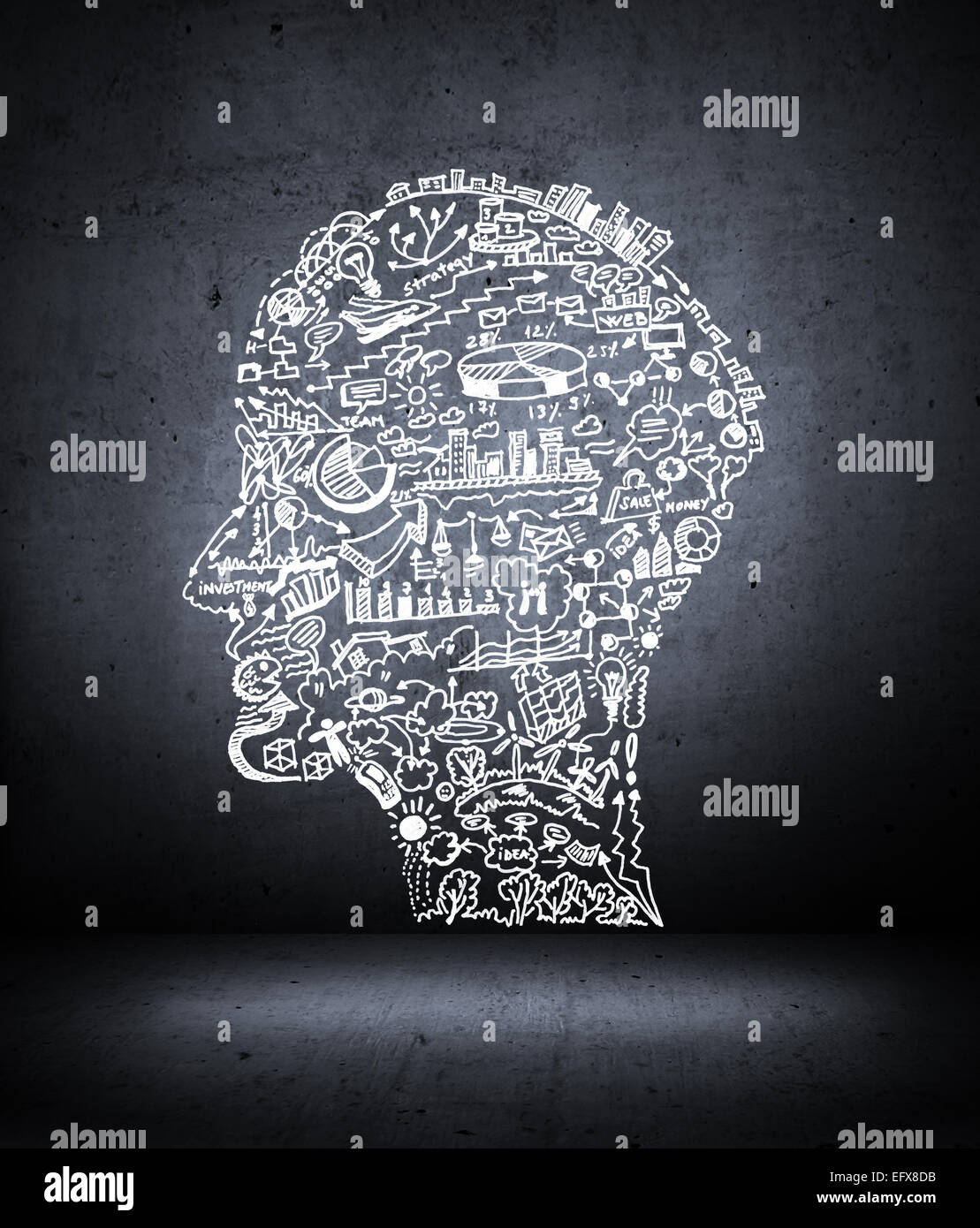 Business drawing in shape of man head Stock Photo - Alamy