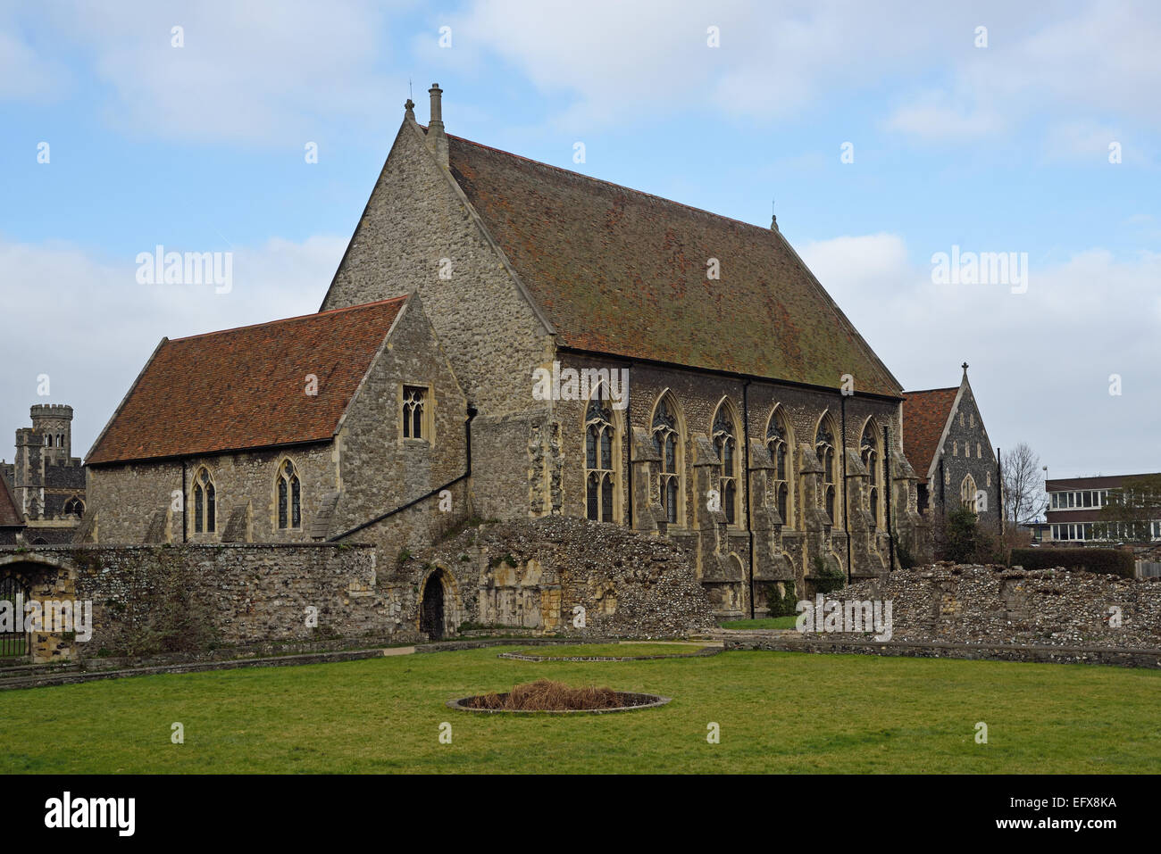 The rebuilt Great Hall and Abbot´s Parlour of St Augustine´s Abbey. The ...